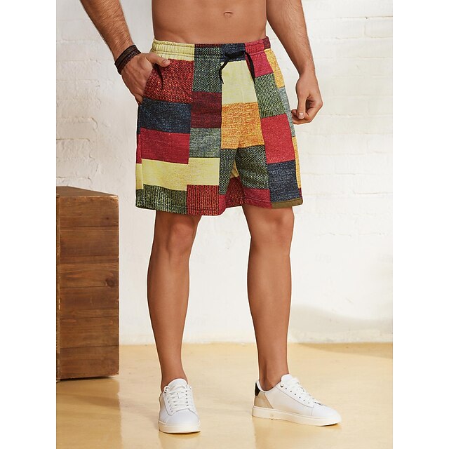 Men's Graphic Color Block Patchwork Shorts Summer Shorts Casual Shorts ...