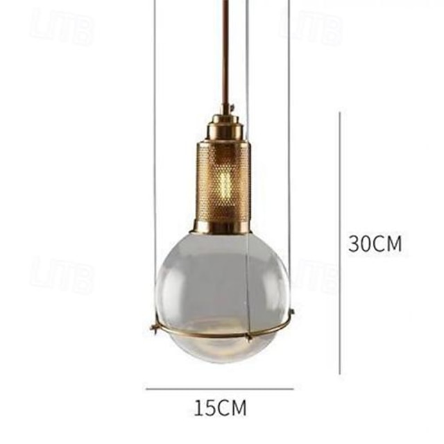 LED Pendant Light Glass Ball 1-Light 15 cm Suspension Luminaire Modern ...