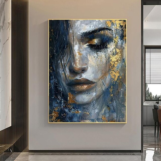 Abstract Woman Face Canvas painting handmade Graffiti Wall Art Colorful ...