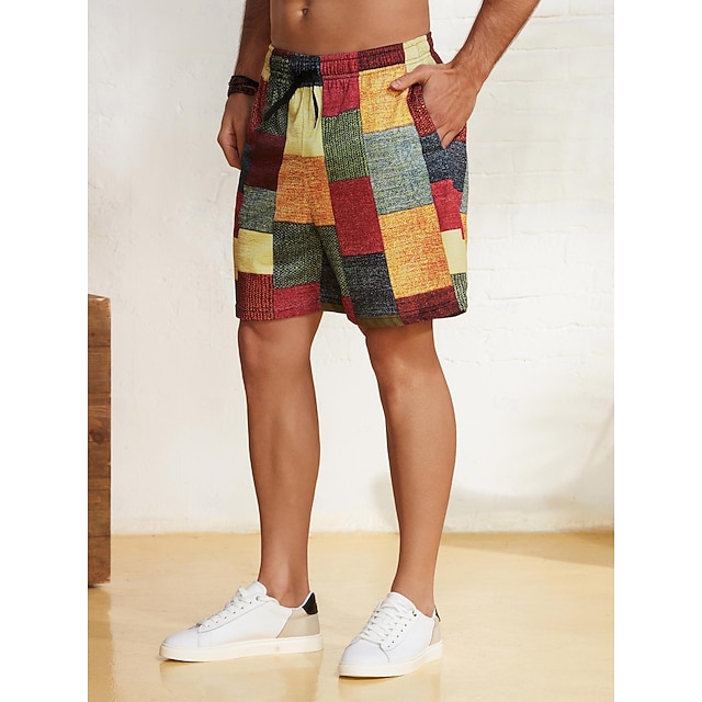 Men's Graphic Color Block Patchwork Shorts Summer Shorts Casual Shorts ...