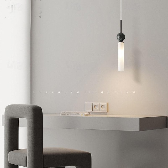 LED Pendant Light Cylina Shape Marble Brass Pendant Light, Three-Color ...
