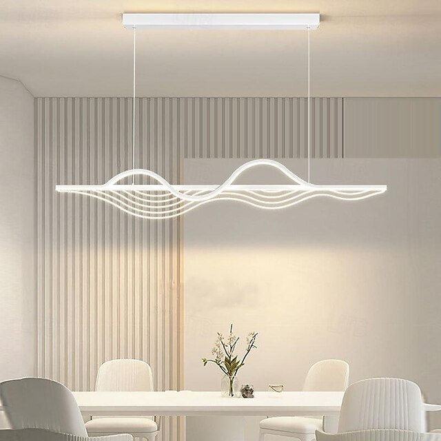LED Pendant Light Dimmable Linear Long Strip Suspension Lamps White ...