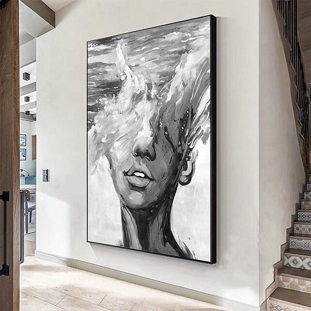 abstracte dame schilderij handgeschilderde vrouw gezicht olieverf kunstwerk vrouw canvas decor ...