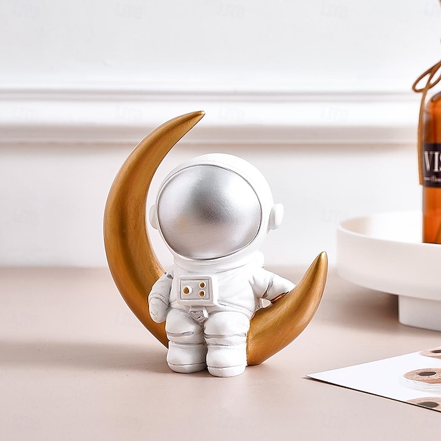 Statue Astronaut Sculpture Spaceman Décor,Gold Astronaut Figurine ...