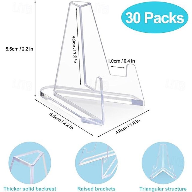 30 Packs Card Display Stand Sturdy and Stable Premium Acrylic Sports ...