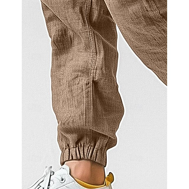 Herr Linne Byxor Långbyxor Sommarbyxor Elastisk midja Rakt ben Högsta ...