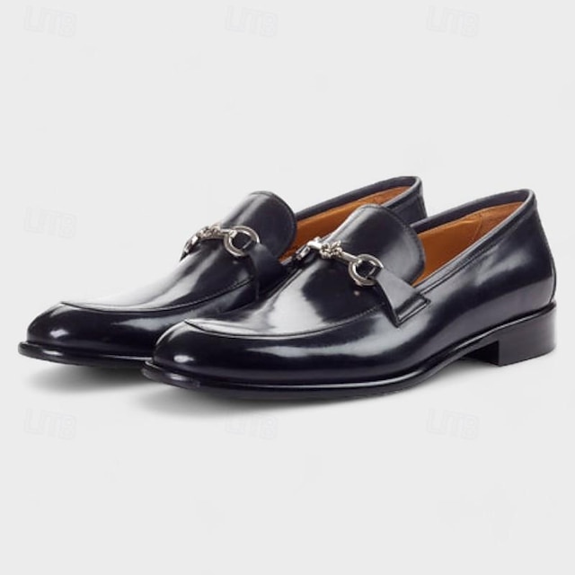 Men's Burgundy Gradient Leather Loafers with Metal Bit Detail - Elegant ...