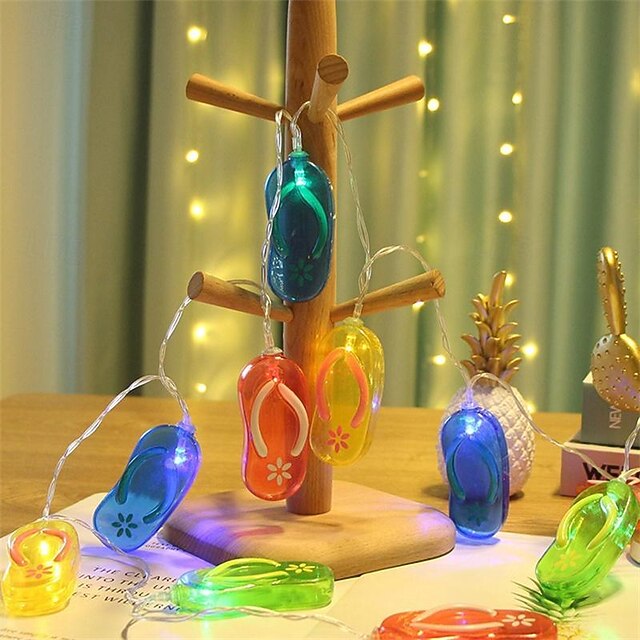 Multicolor String Lights, Summer Beach Flip Flop Themed Slipper String ...