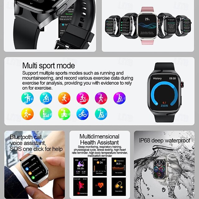 696 TK16 Smart Watch 2.4 inch Smartwatch Fitness Running Watch ...