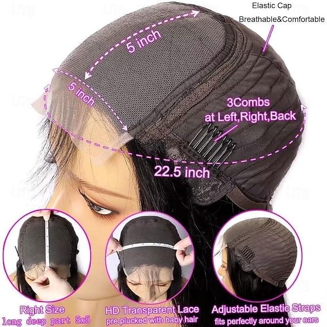 Human Hair 5x5 Closure 13x4 Lace Front Wig Middle Part Brazilian Hair ...