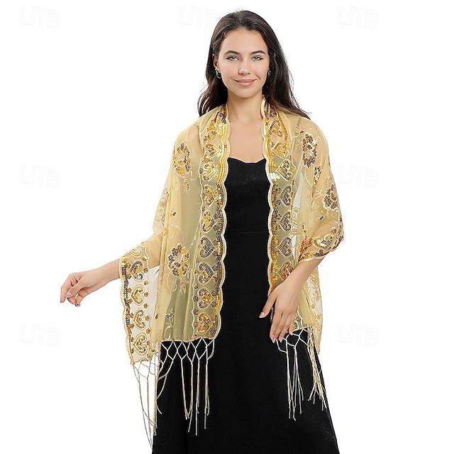 Women's 1920s Long Shawl Wraps,Sequin Flapper Evening Shawls for women ...