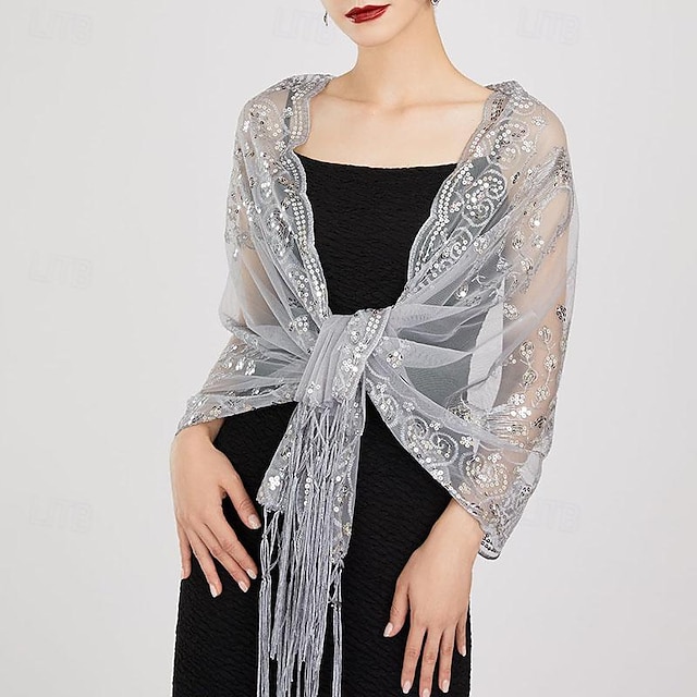 Women's 1920s Long Shawl Wraps,Sequin Flapper Evening Shawls for women ...