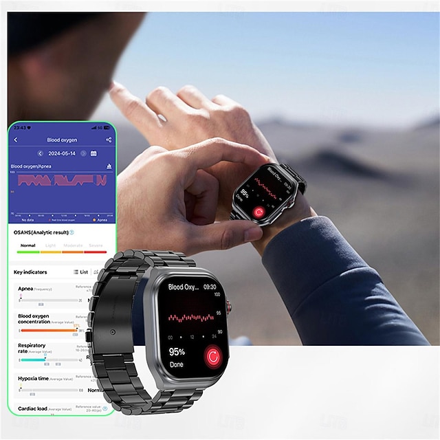 ET 585 Smart Watch 2.04 inch Screen ECG Monitoring One Click ...