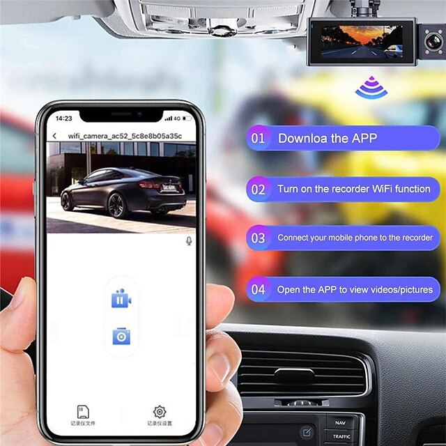 Carro dvr sem fio grande angular n8 3 polegadas led dash cam com ...