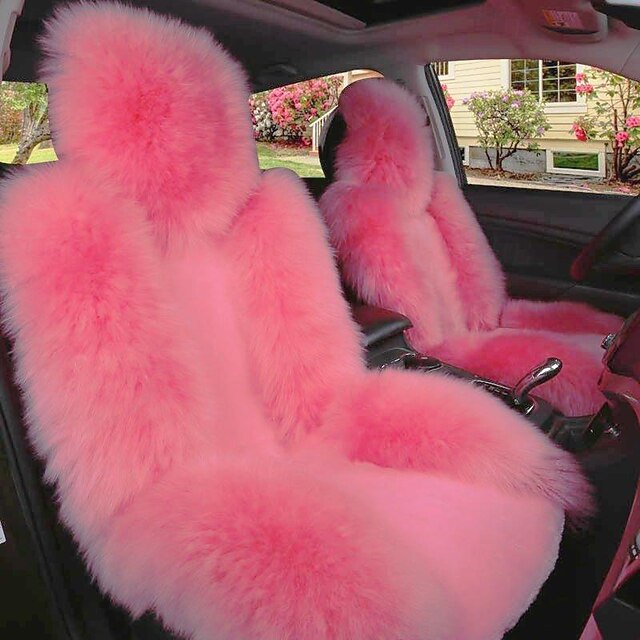 1pc Sheepskin Fur Car Seat Cover Universal, Wool Car Cushion Case ...