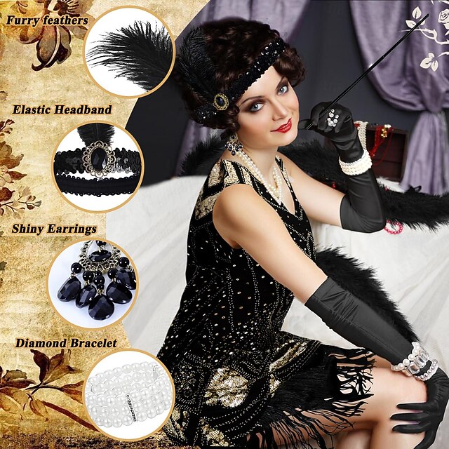 Roaring 20s 1920s Knee Length Flapper Dress Outfits Prom Dress ...