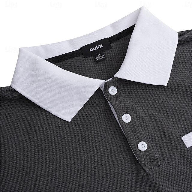 Homme Polos à Boutons Polo en Coton Occasionnel Fête Revers Col Polo ...