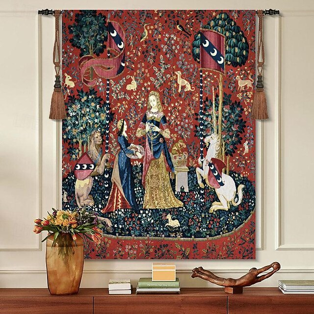 Jacquard Woven Medieval Tapestry Gobelin Aubusson The Lady and The ...