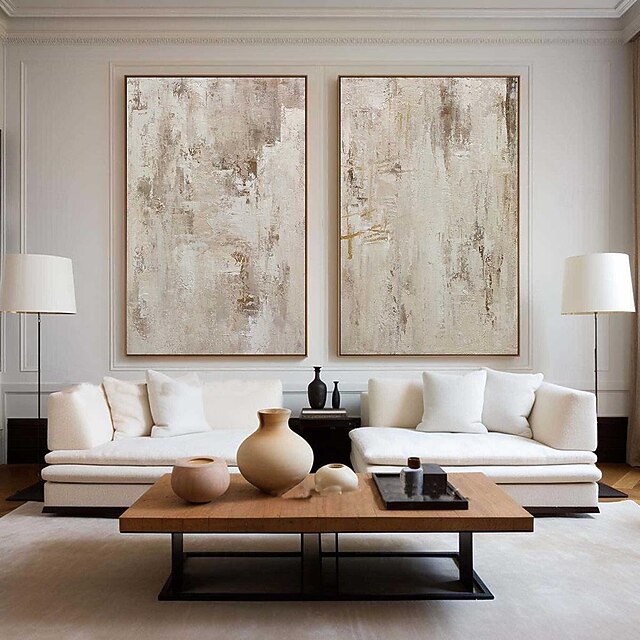peinture wabi sabi art mural fait main peinture abstraite beige sur ...