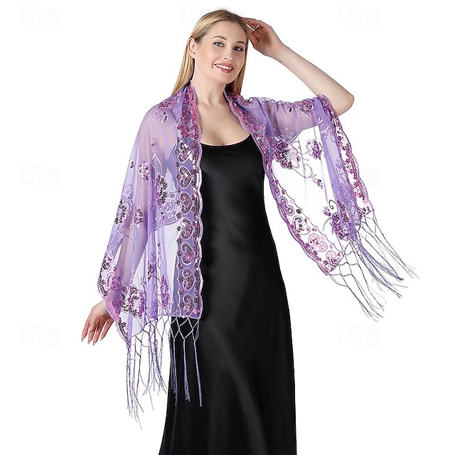 Women's 1920s Long Shawl Wraps,Sequin Flapper Evening Shawls for women ...