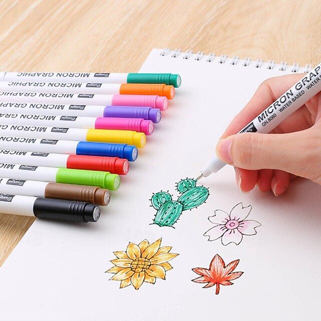 Line Pen Fast Dry Ink Painting Plastic Micro Tip Fineliner Pen School ...