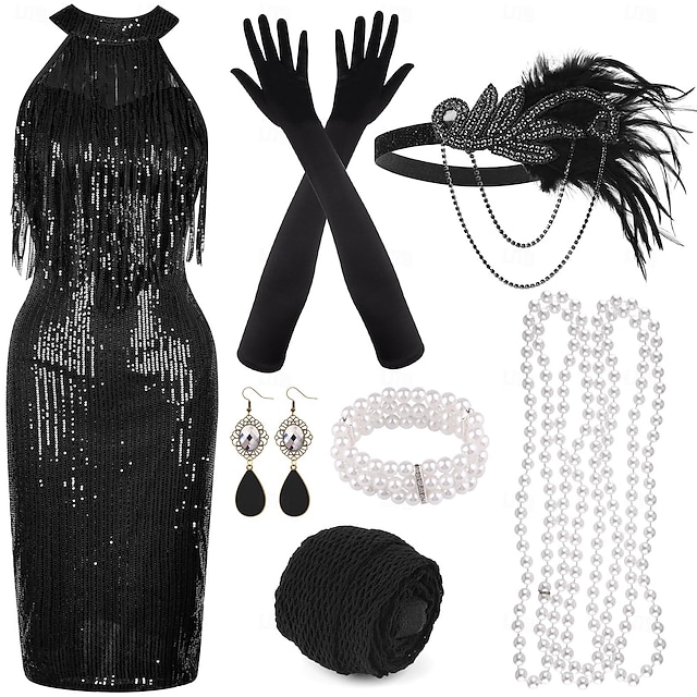 Roaring 20s 1920s Cocktail Dress Knee Length Flapper Dress Dress ...