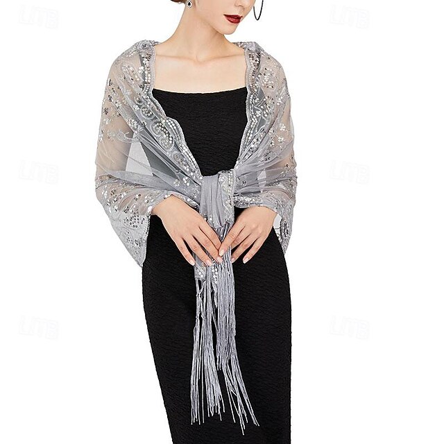 Women's 1920s Long Shawl Wraps,Sequin Flapper Evening Shawls for women ...