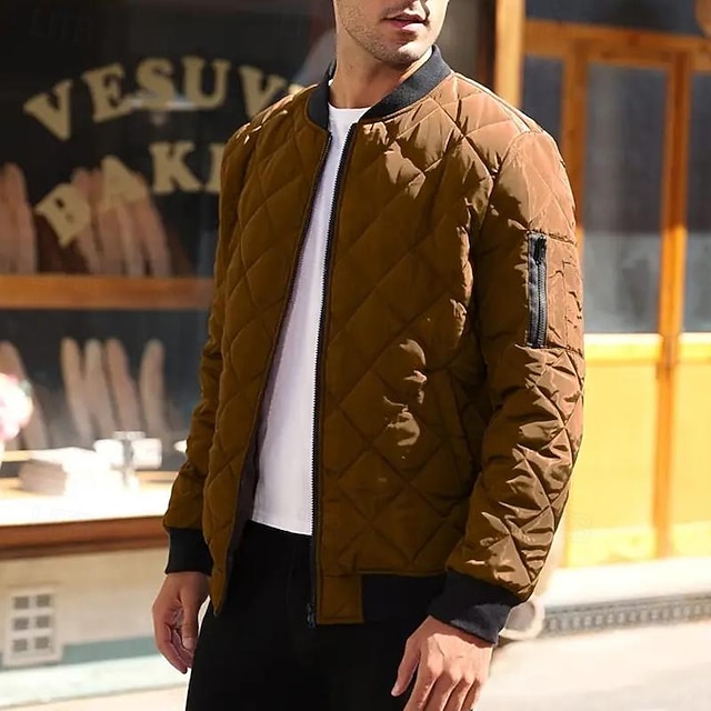 Men's Winter Coat Puffer Jacket Parka Pocket Polyster Daily Wear Date ...