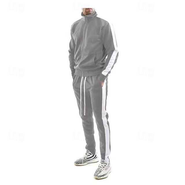 Men's Tracksuit Jogging Suit Drawstring Pocket Color Block Athletic ...