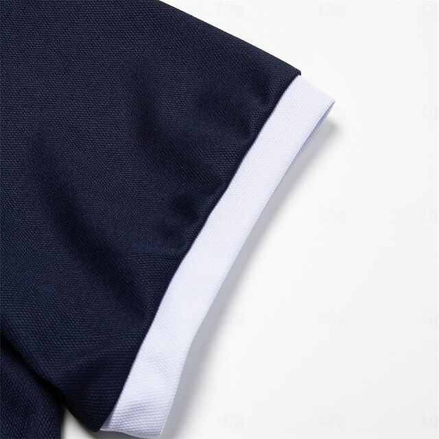 Men's Button Up Polos Golf Shirt Casual Holiday Lapel Short Sleeve Fashion Basic Plain Classic ...