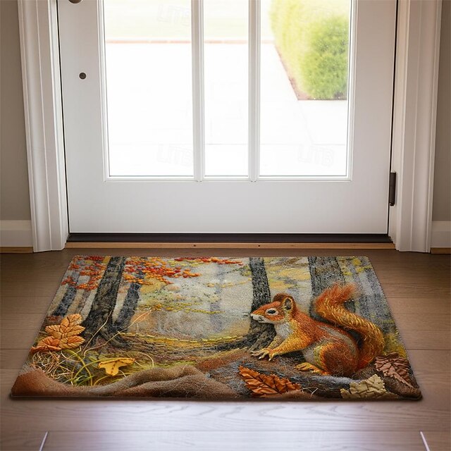 Autumn Quilt Forest Squirrel Doormat Kitchen Mat Floor Mat Non-Slip ...
