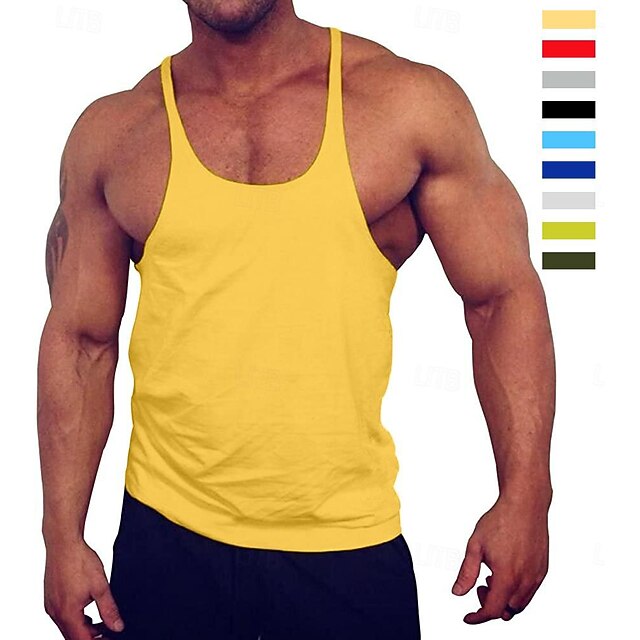 Men's Running Tank Workout Tank Muscle Tank Tops Deep U Sleeveless Yoga Sports Outdoor Casual ...