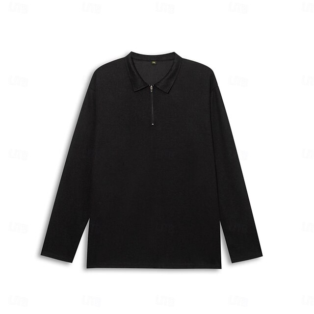Men's Waffle Polo Shirts Textured Going out Gym Turndown Quarter Zip ...