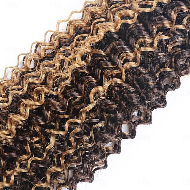 2 Bundle Hair Weaves Highlight P4/27 Human Hair Bundle Curly Wave ...