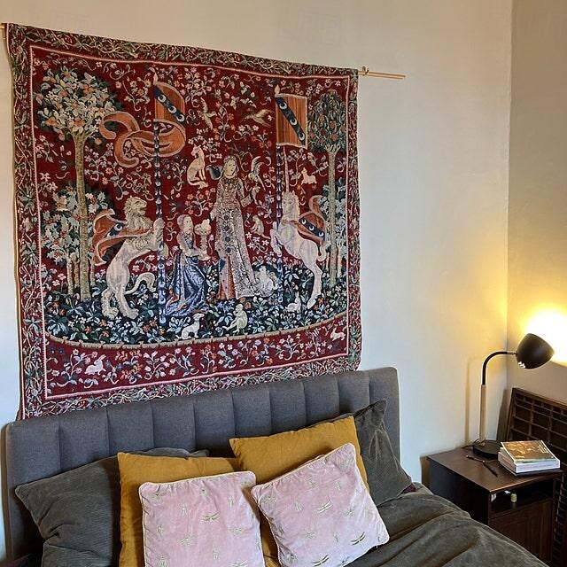 Jacquard Woven Medieval Tapestry Gobelin Aubusson The Lady and The ...