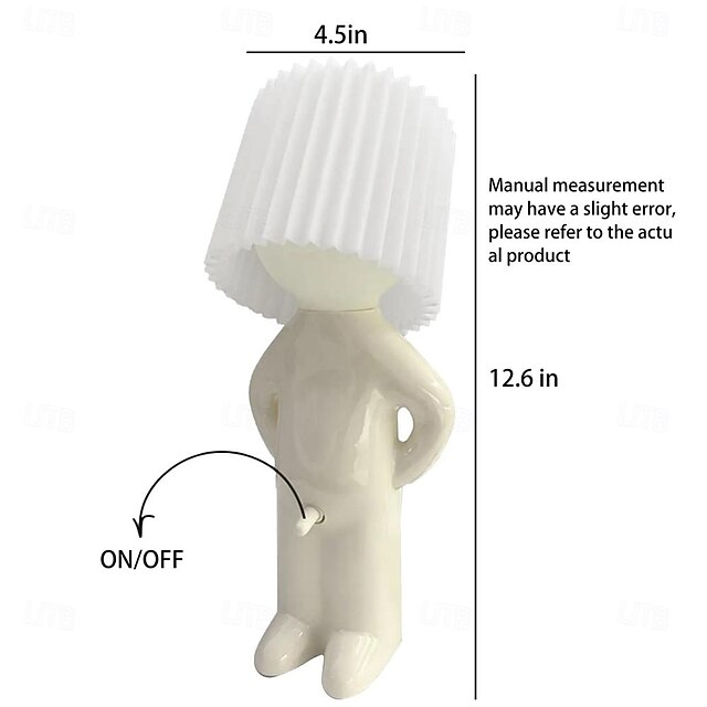 Mischievous Boy Desk Lamp LED Pleated Reading Light Bedroom Bedside Shy ...