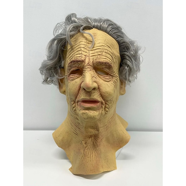 Old Man Mask Realistic Mask Adults' Horror Men's Gray / White Glue ...
