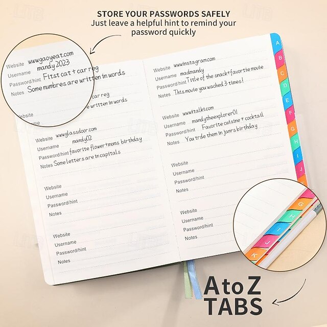 Password Book A5 Letter Tag Password Notebook Computer and Website ...