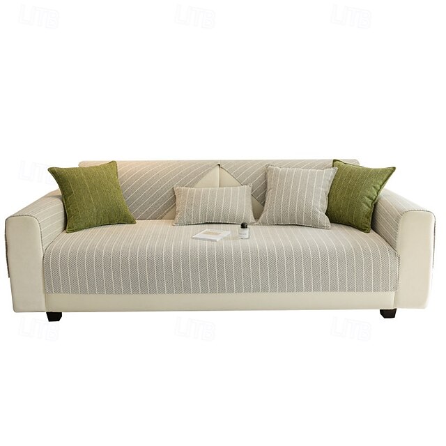 Solid Color Chenille Anti-Scratch Herringbone Couch Cover - Soft and ...