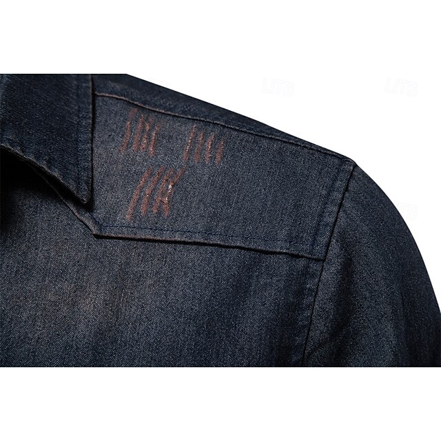Men's Shirt Chambray Shirt Calico Shirt Casual Shirt Button Up Shirt ...