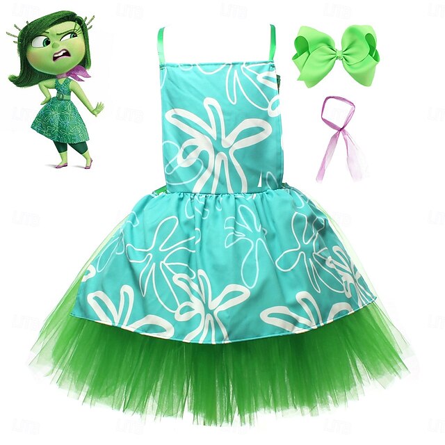 Princess Disgust Joy Outfits Costume Tutu Cosplay for Girls' Kids ...