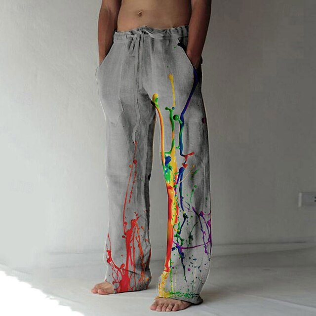 Men's Graphic Prints Graffiti Trousers Casual Pants Summer Pants Mid ...