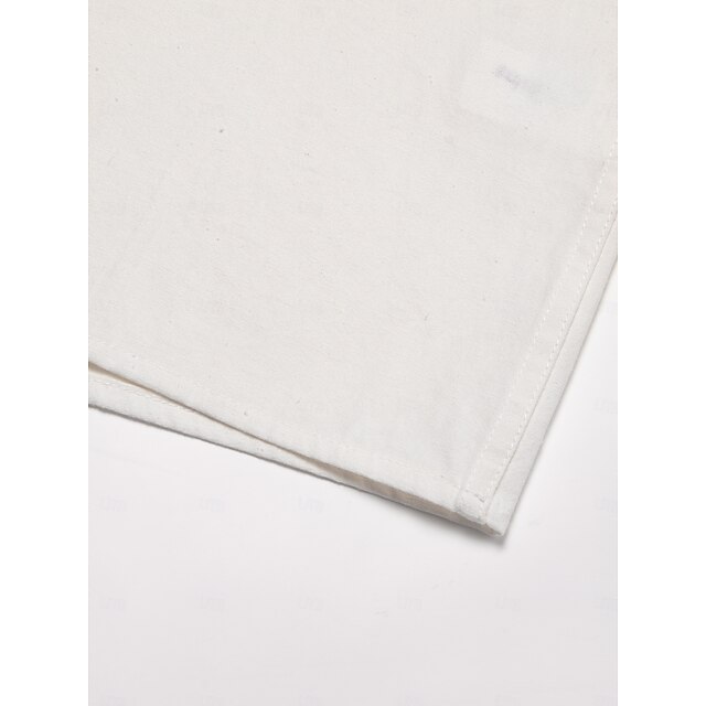 Men's Linen Shirt White Long Sleeve Fold-over Collar Summer Spring ...