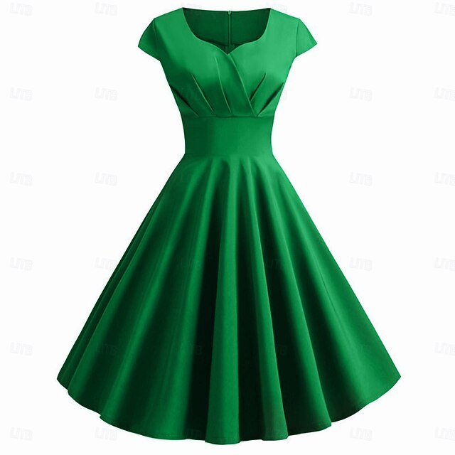 Retro Vintage 1950s Cocktail Dress Knee Length Dress Flare Dress ...