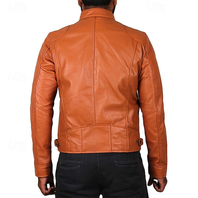 Men's Faux Leather Jacket Transition Jacket Biker Jacket Red Leather ...