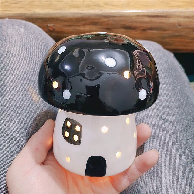 LED Mushroom Shape Night Light Holiday Party Decoration Button Battery ...