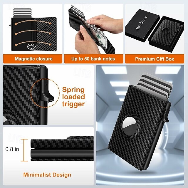 Wallet for Men Credit Card Holder RFID Blocking Pop up Card Case Slim 9 ...