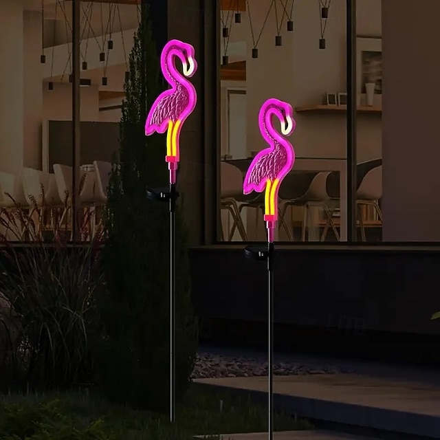 Solar Flamingos Lawn Lights Outdoor Waterproof Garden Path Grass From ...