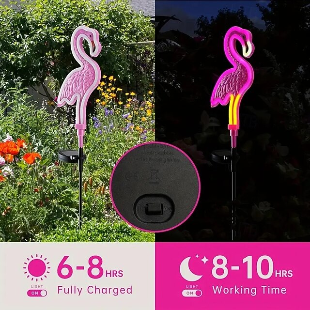 Solar Flamingos Lawn Lights Outdoor Waterproof Garden Path Grass From ...