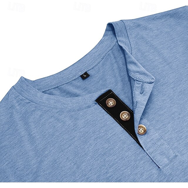 Men's Henley Shirt Tee Long Sleeve Shirt Plain Henley Casual Holiday ...
